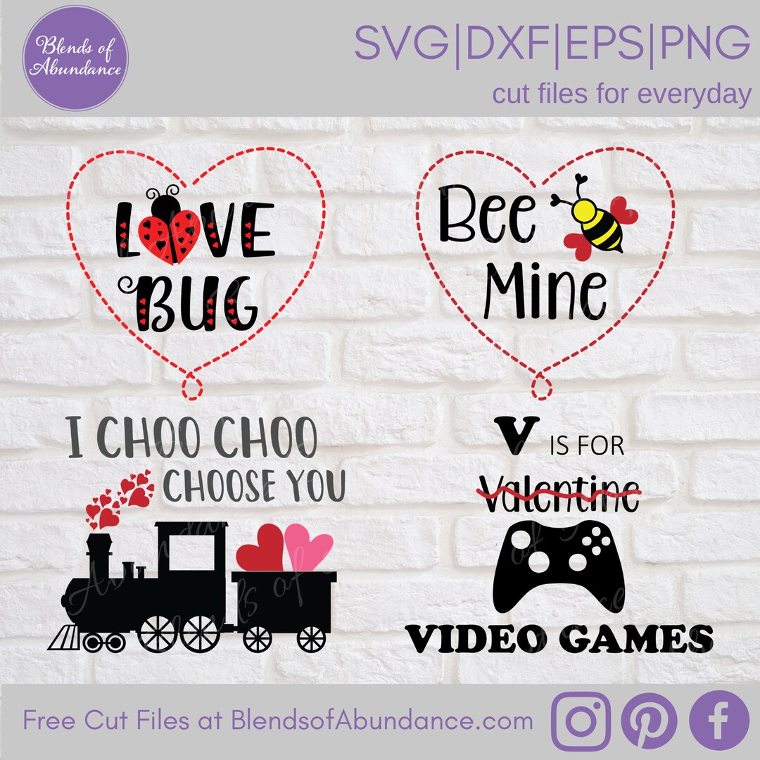 Valentine SVG Bundle - Love Bug Valentine - Bee Mine Valentine - I Choo ...