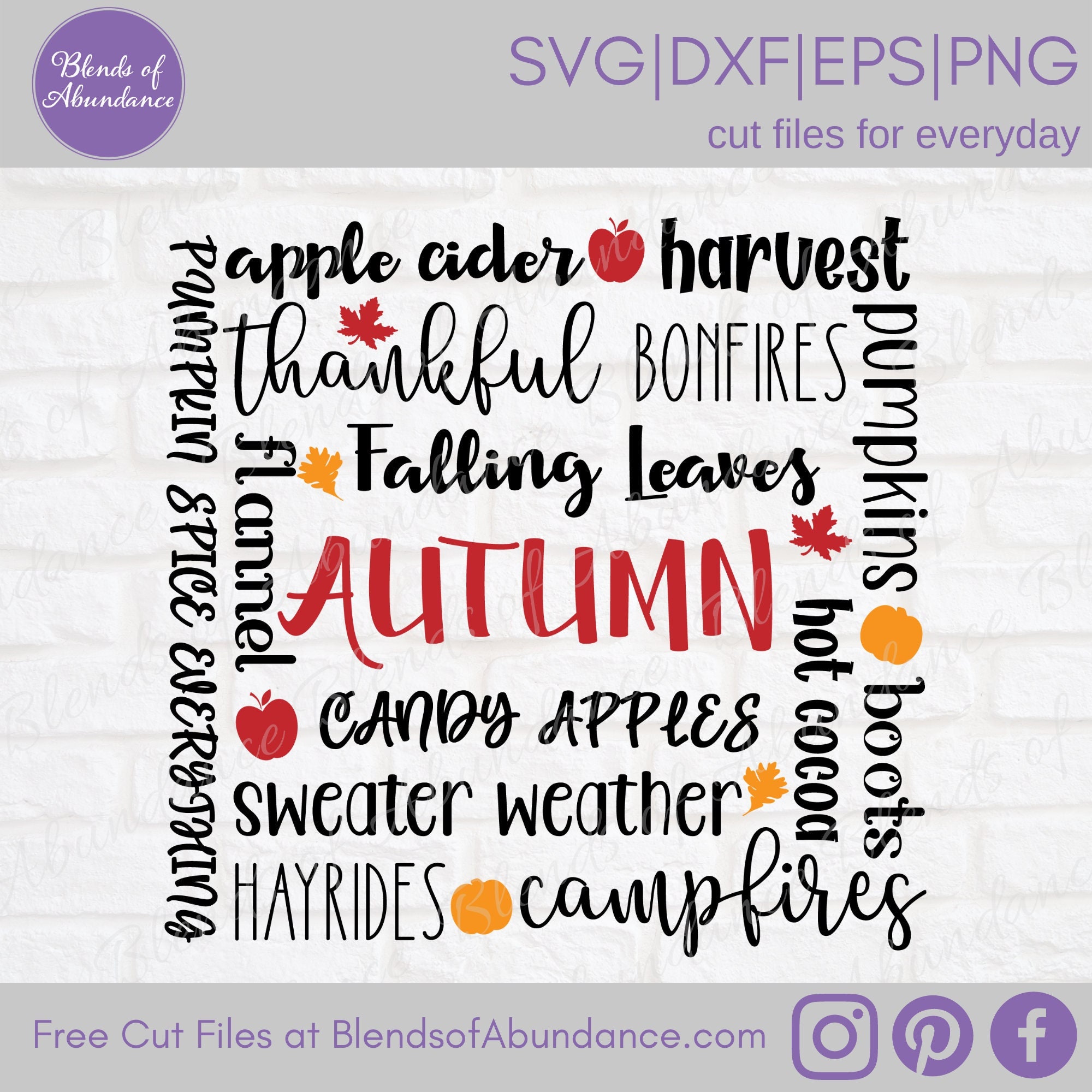 Fall Typography SVG Fall Subway Art SVG Autumn Word Art | Etsy