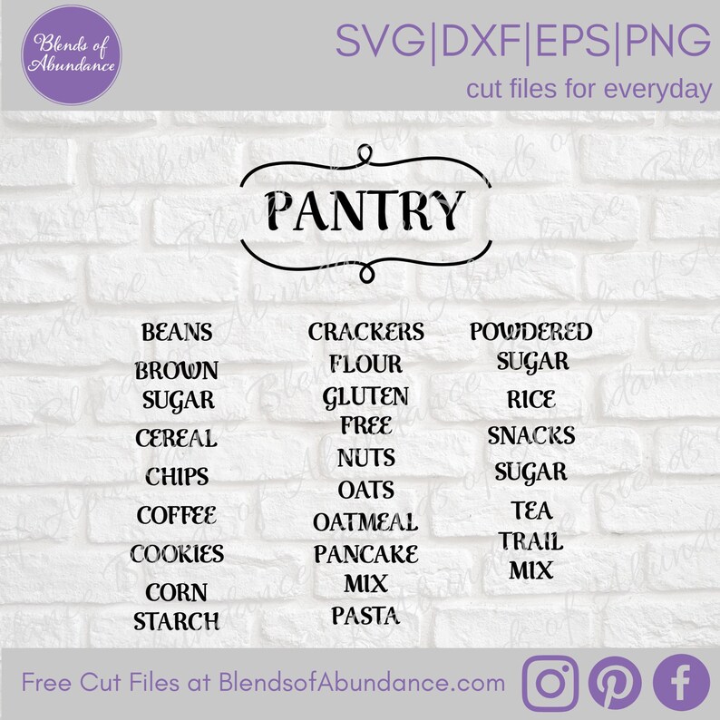 Pantry Labels SVG - Pantry Labels Printable - Pantry Sign SVG - Food ...