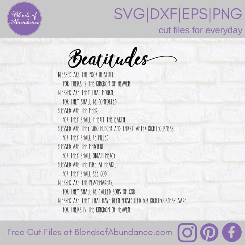 Beatitudes SVG Beatitudes Wall Art SVG Beatitudes Gift SVG | Etsy