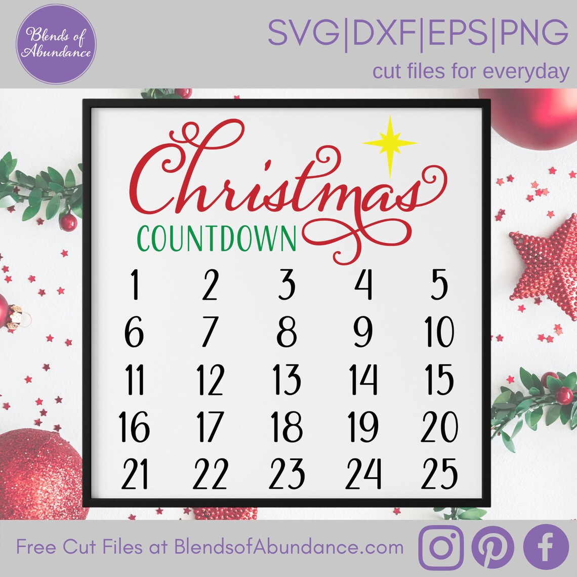 Christmas Countdown SVG Days Until Christmas Sign | Etsy