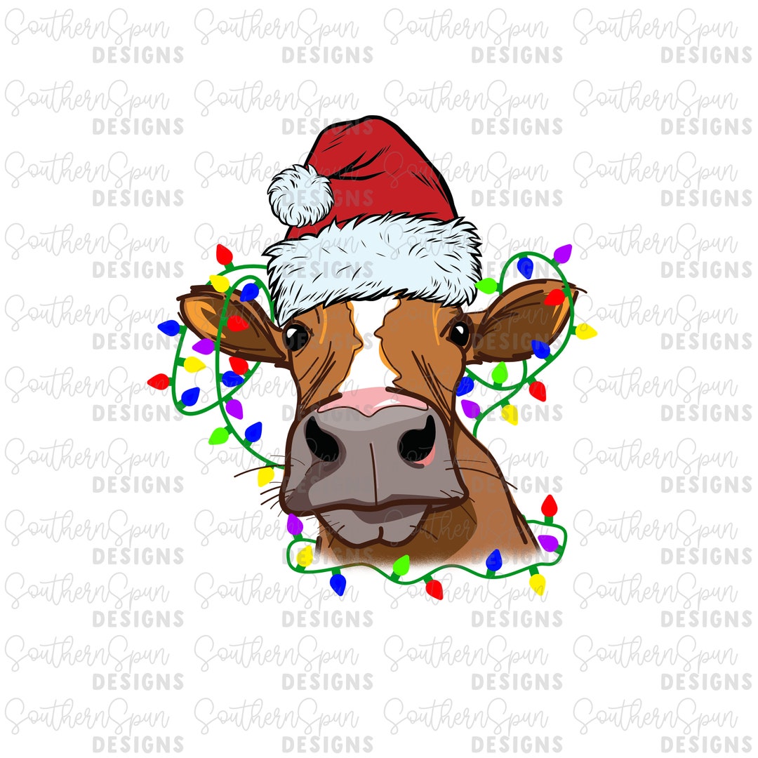Christmas Cow PNG Instant Download Digital Design Cow Santa Christmas ...