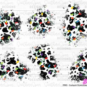 Distressed Cow Print and Christmas Lights Sublimation Patches - Etsy