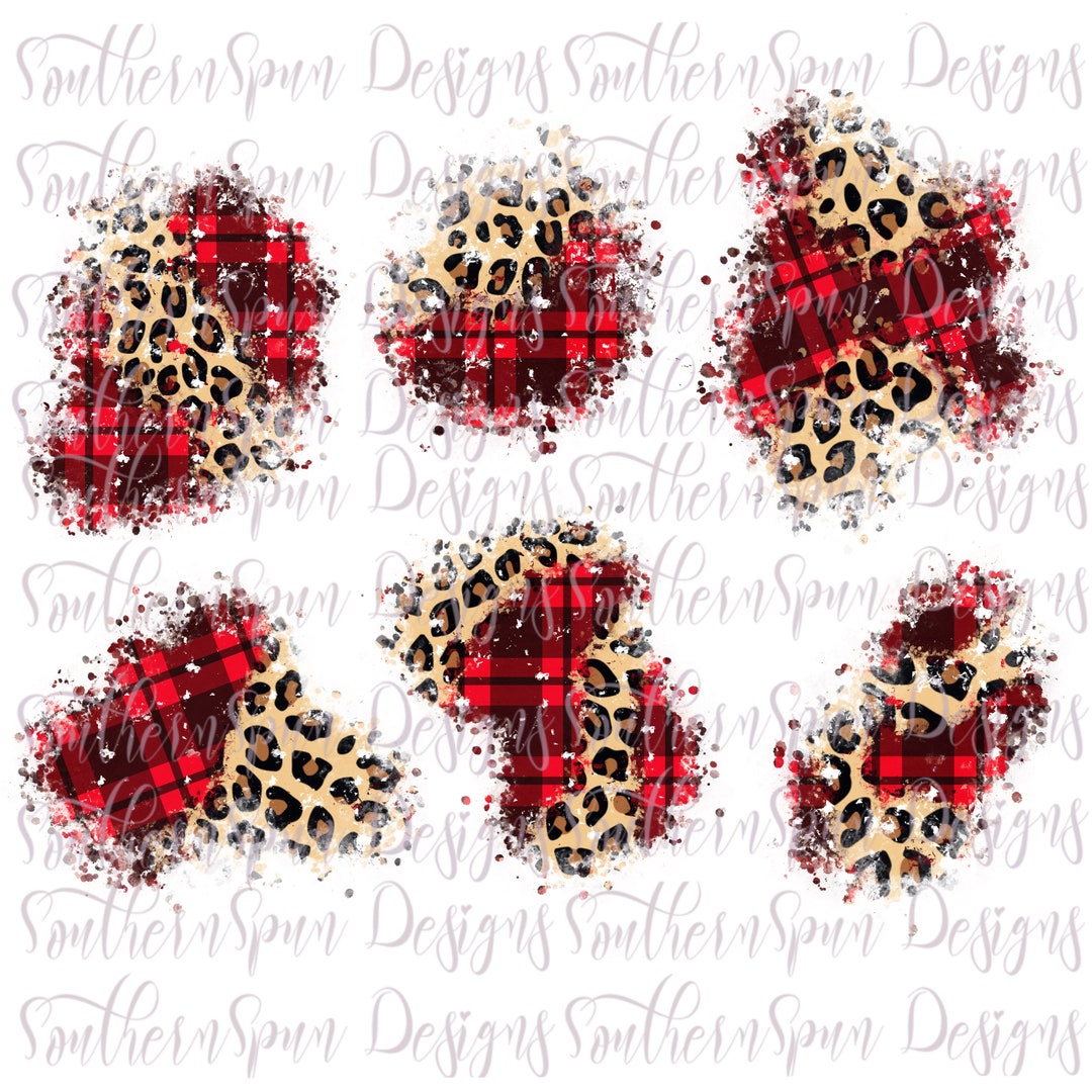 Distressed Leopard Print and Plaid Sublimation Patches PNG Instant ...