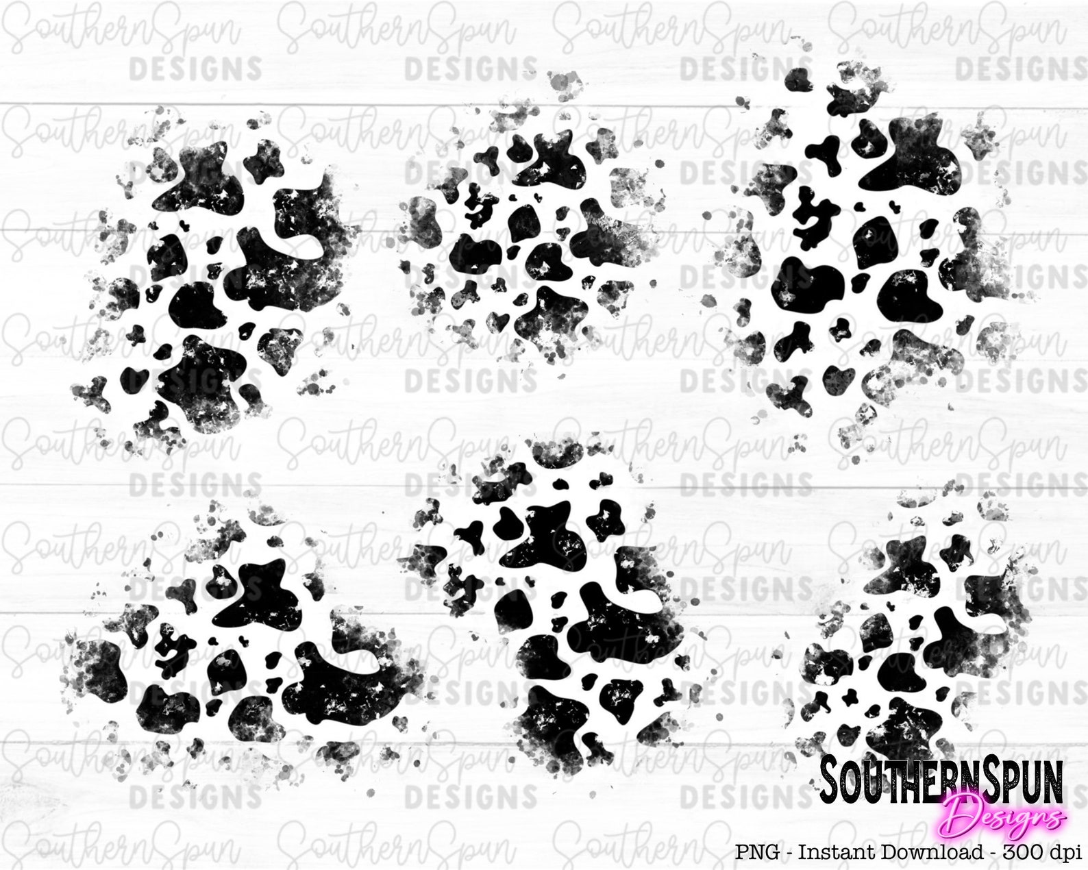 Distressed Cow Print Sublimation Patches PNG | Instant Download ...