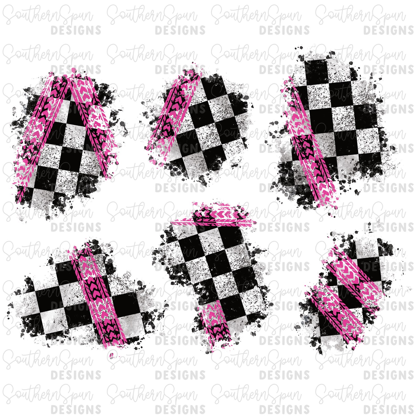 Distressed Race Track Flag With Pink Tire Tracks Sublimation Patches ...