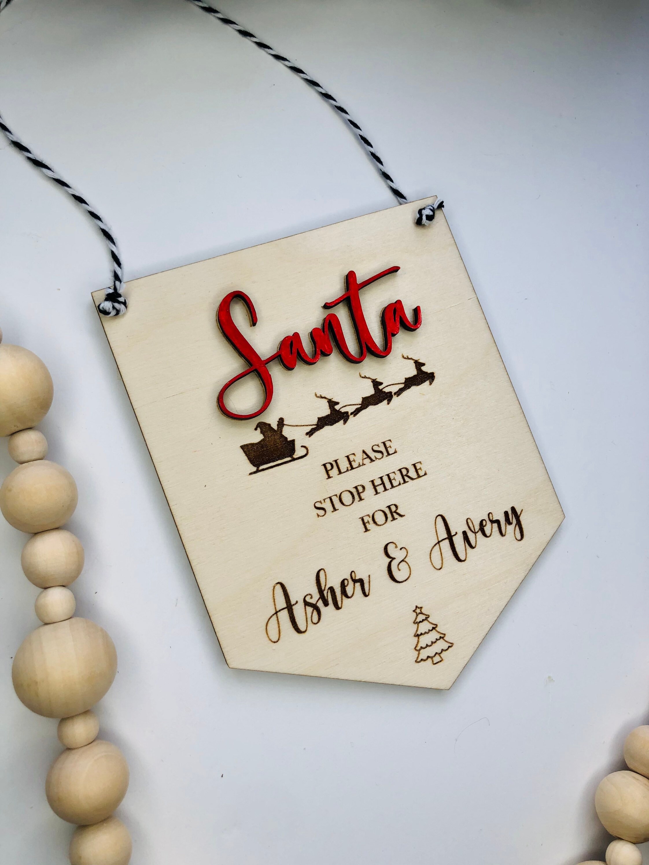 Personalized Santa Stop Here Door Hanger - Etsy
