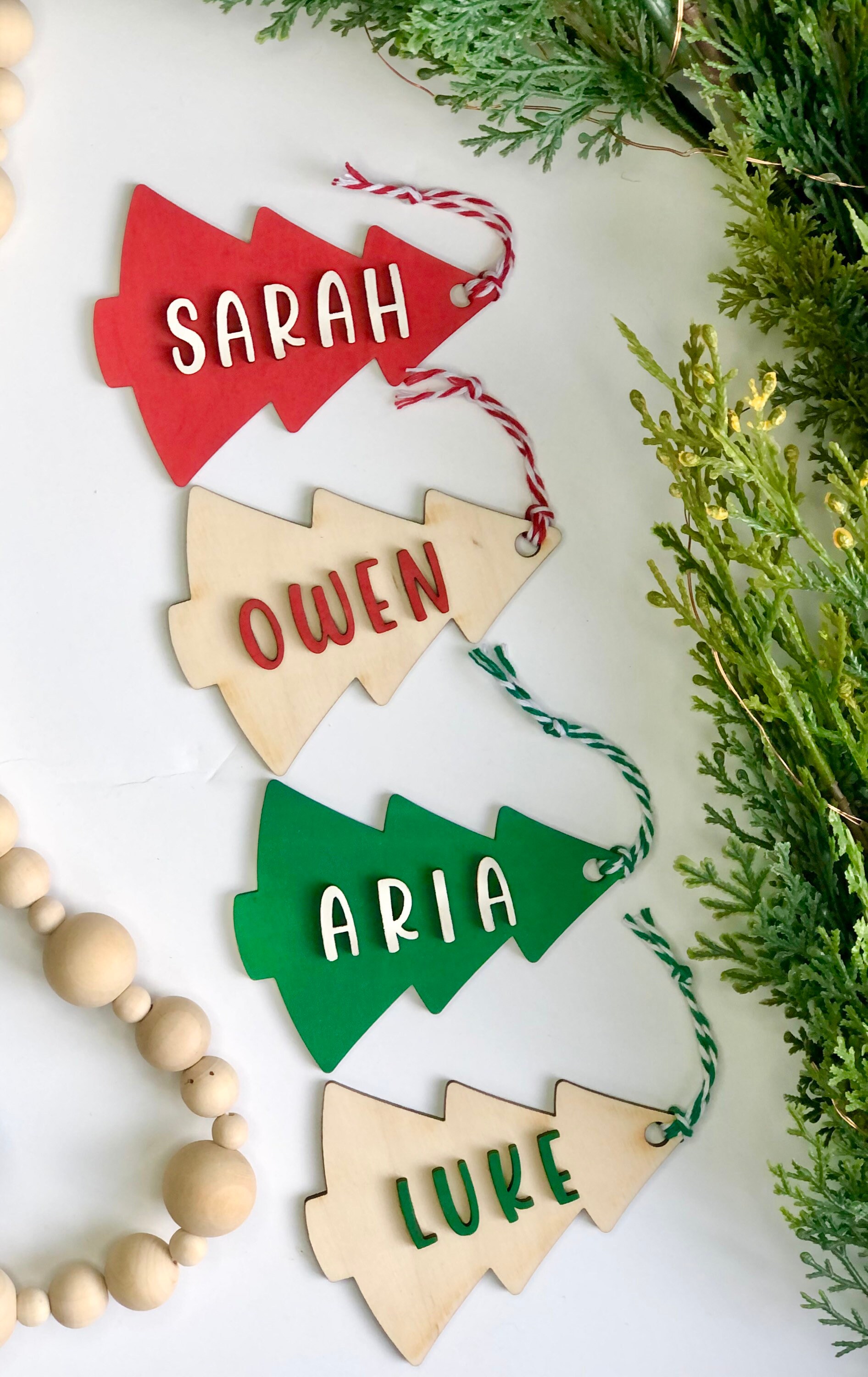 Personalized Tree Name Tag Wooden Christmas Name Tags - Etsy
