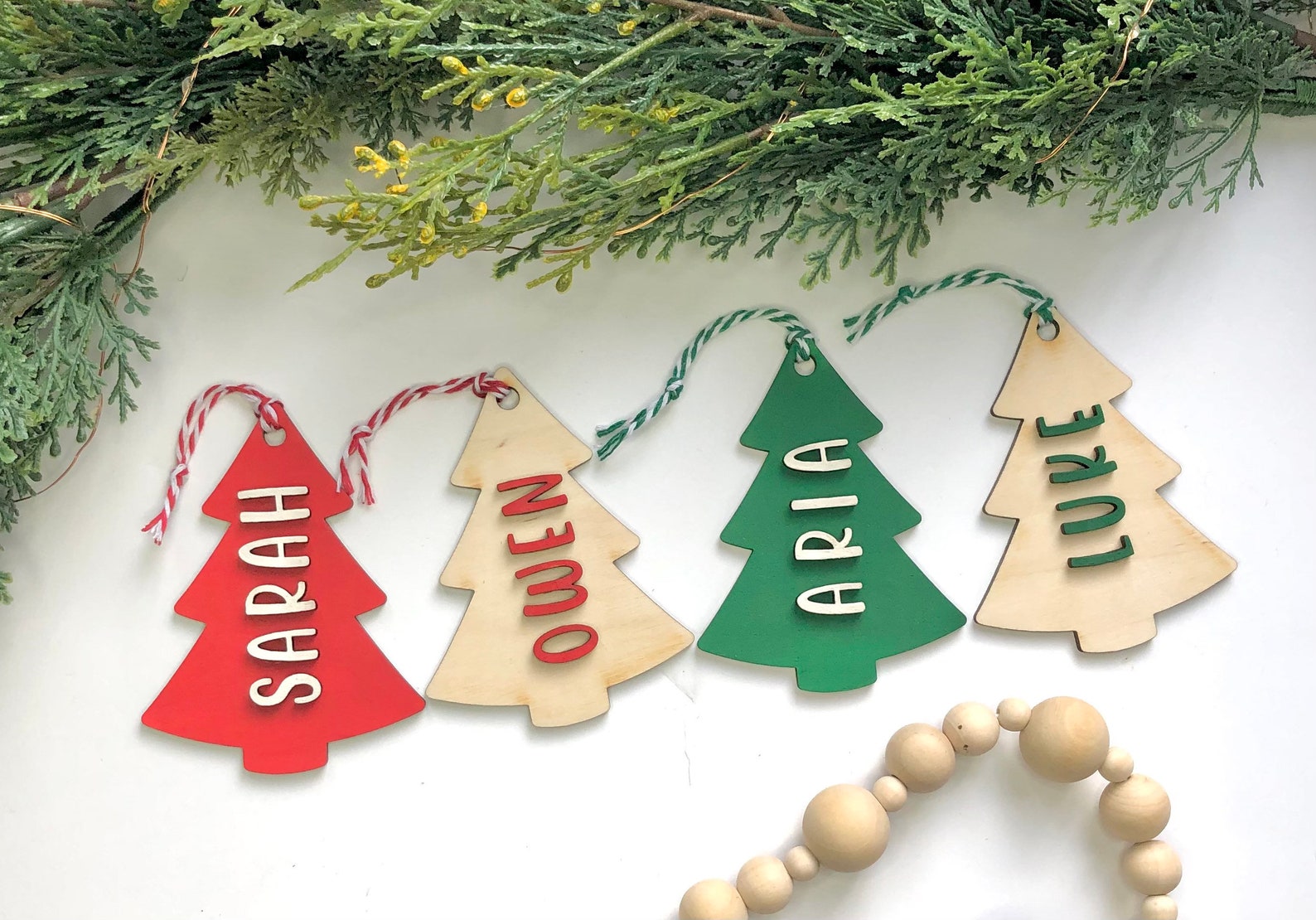 Personalized Tree Name Tag Wooden Christmas Name Tags - Etsy