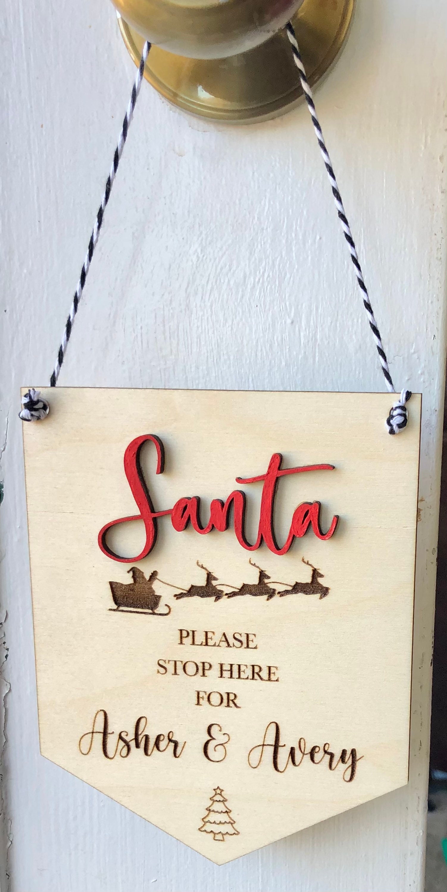 Personalized Santa Stop Here Door Hanger - Etsy