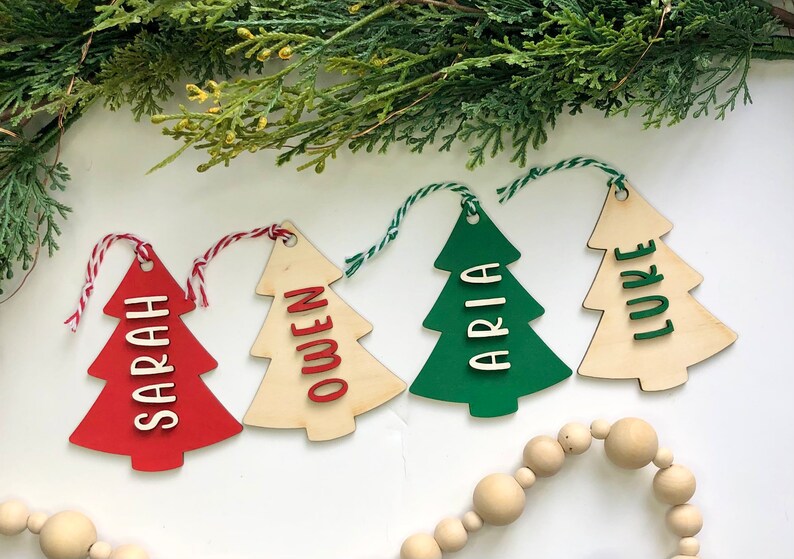 Personalized Tree Name Tag Wooden Christmas Name Tags - Etsy