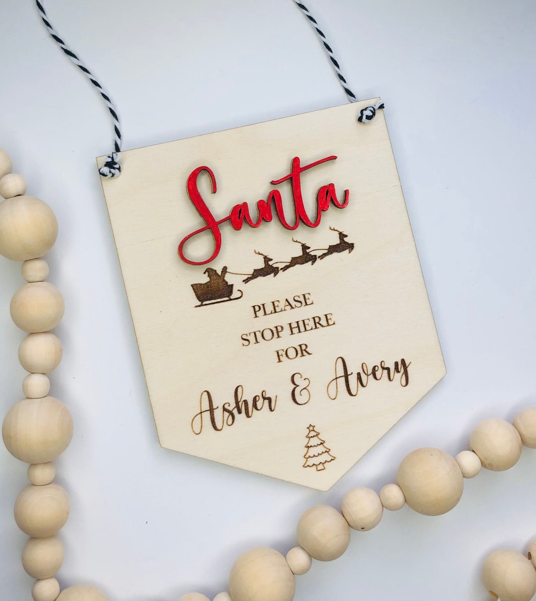 Personalized Santa Stop Here Door Hanger - Etsy