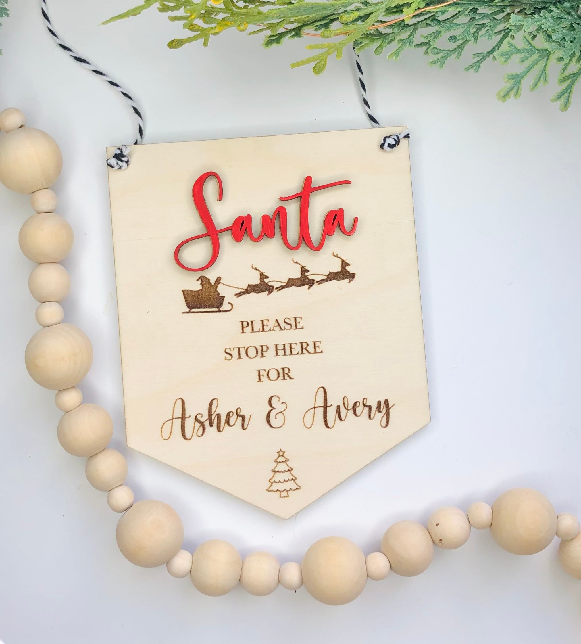 Personalized Santa Stop Here Door Hanger - Etsy