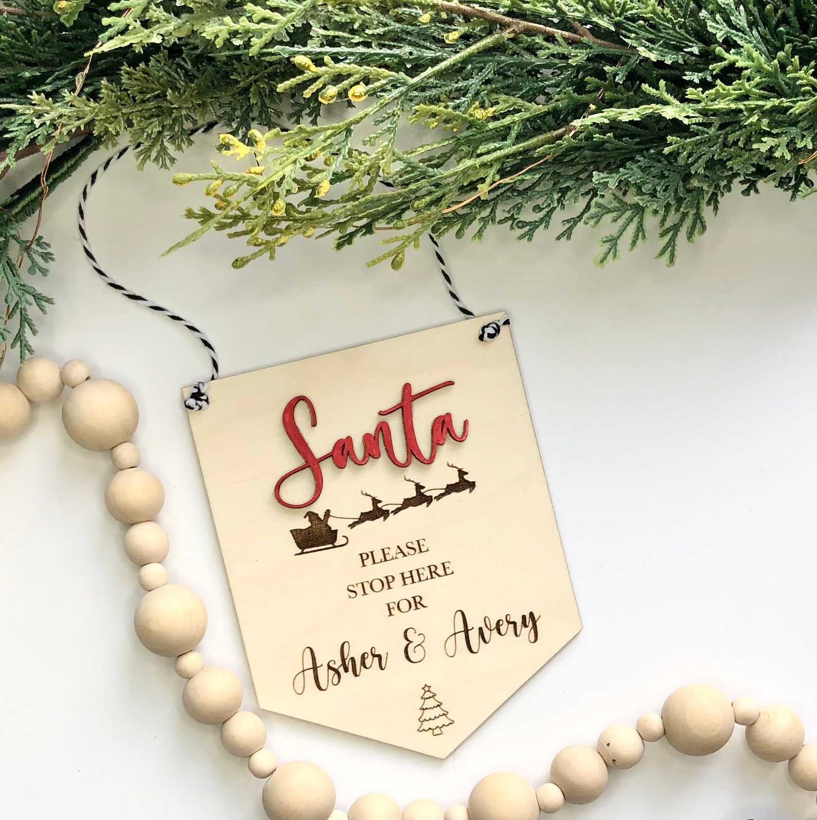 Personalized Santa Stop Here Door Hanger - Etsy