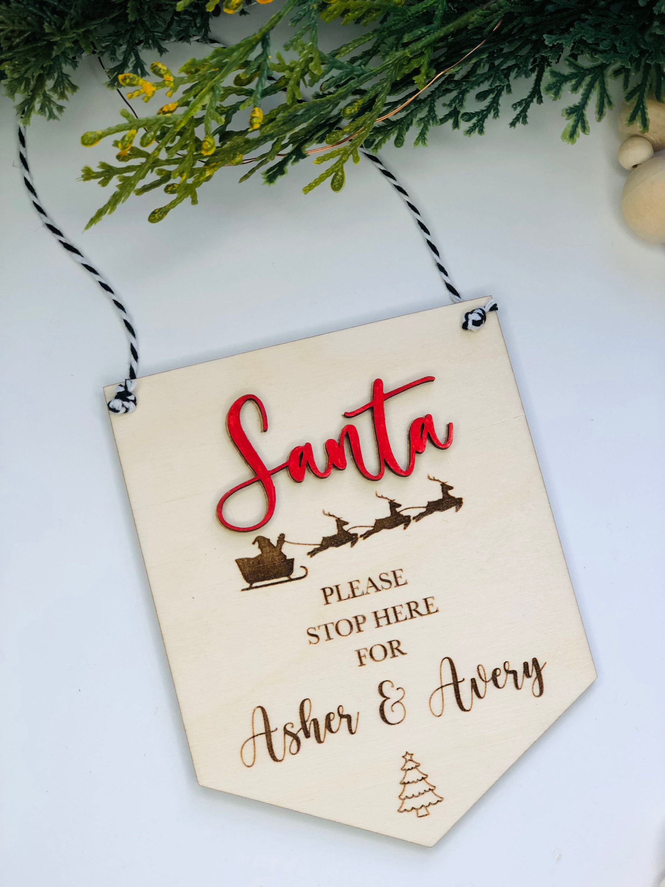 Personalized Santa Stop Here Door Hanger - Etsy