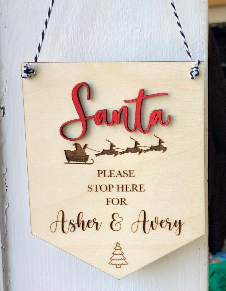 Personalized Santa Stop Here Door Hanger - Etsy