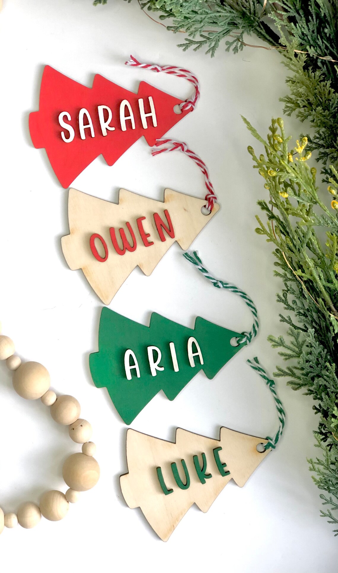 Personalized Tree Name Tag Wooden Christmas Name Tags - Etsy
