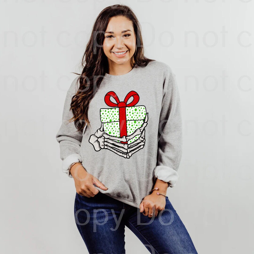Skeleton With Present Gift Box Christmas DTF Transfer 12-01 - Etsy