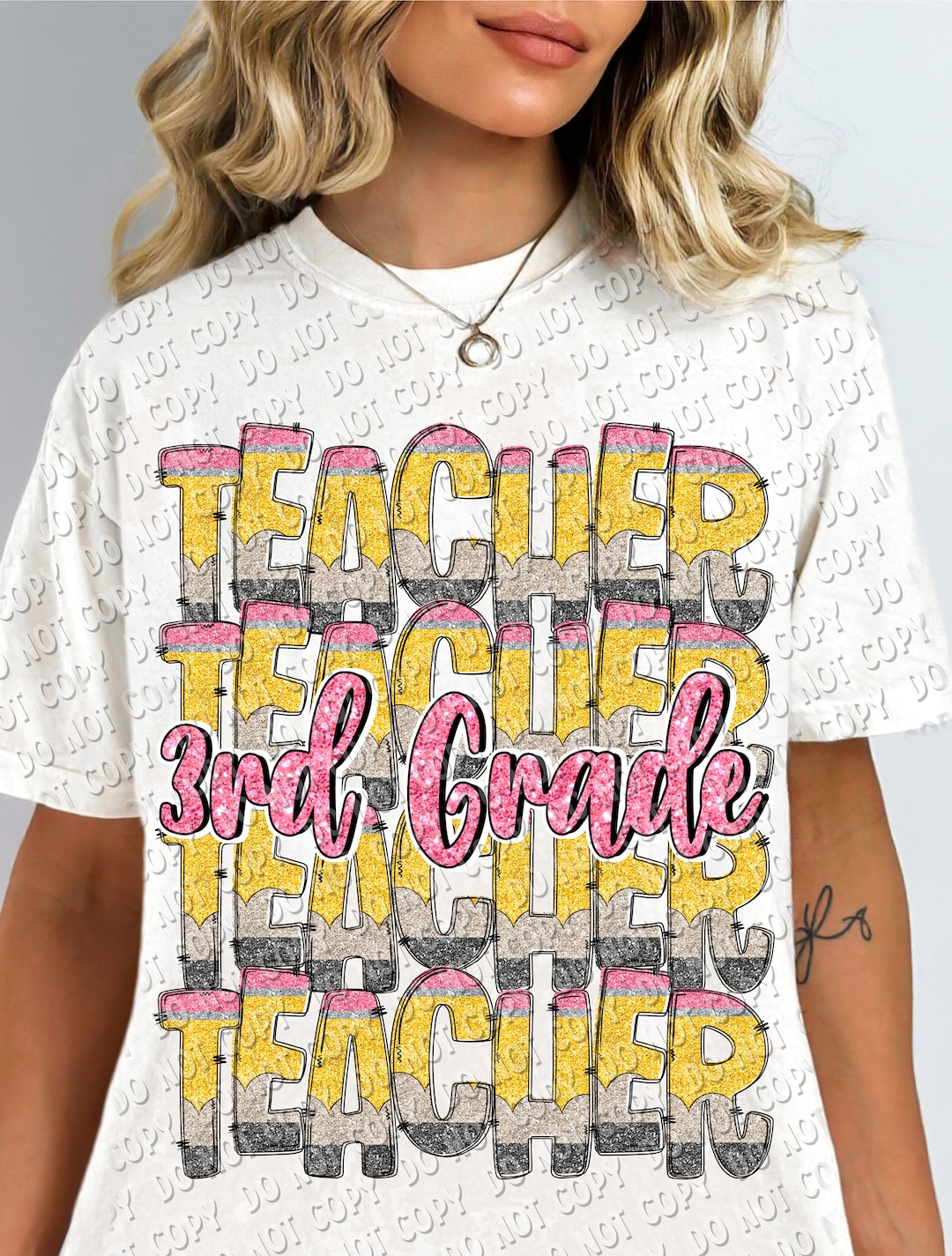 3rd Grade Teacher Glitter Pencil DTF Transfer ONLY 08-84-F - Etsy