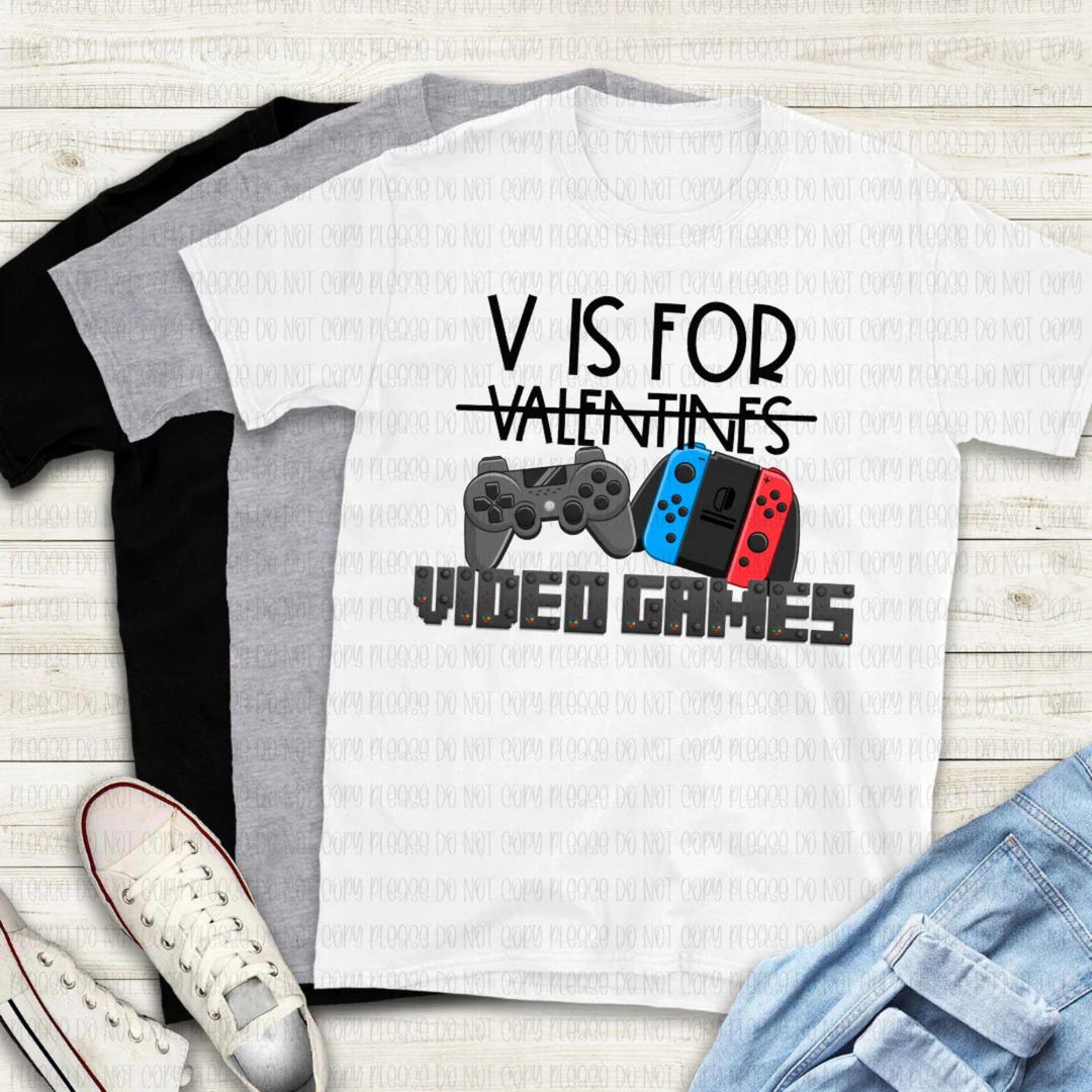 V is for Video Games Valentine's Day DTF Transfer 02-07 - Etsy