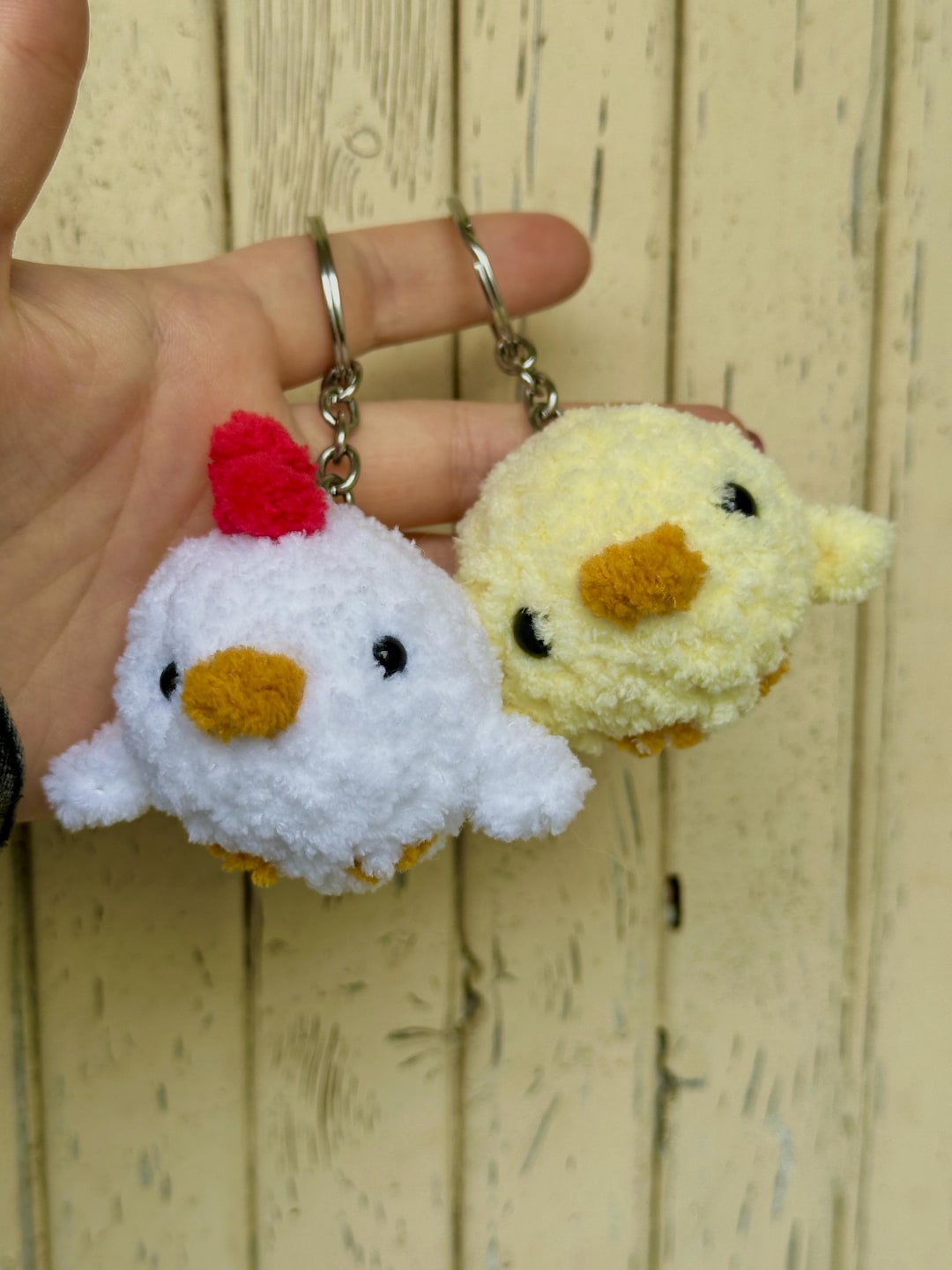 Handmade Fluffy Hen & Chick Keychains – Cute Crochet Chicken Bag Charm ...