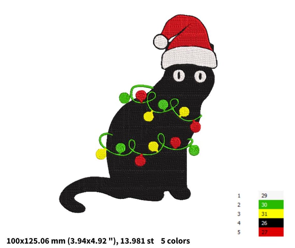 Christmas Cat Embroidery Design Instant Download Digital File for ...