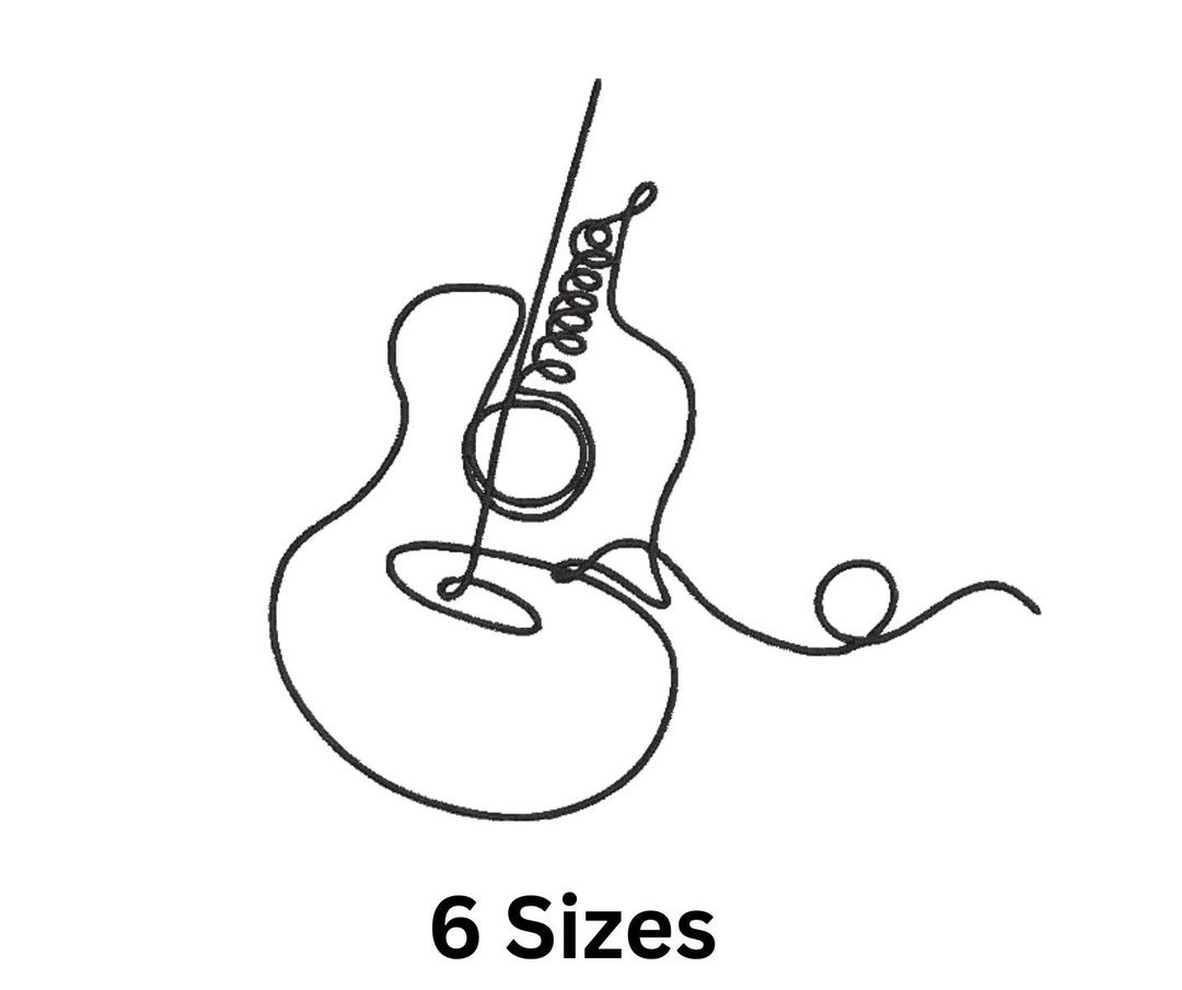 Guitar Line Art Embroidery Designs Guitar Embroidery Design Machine ...