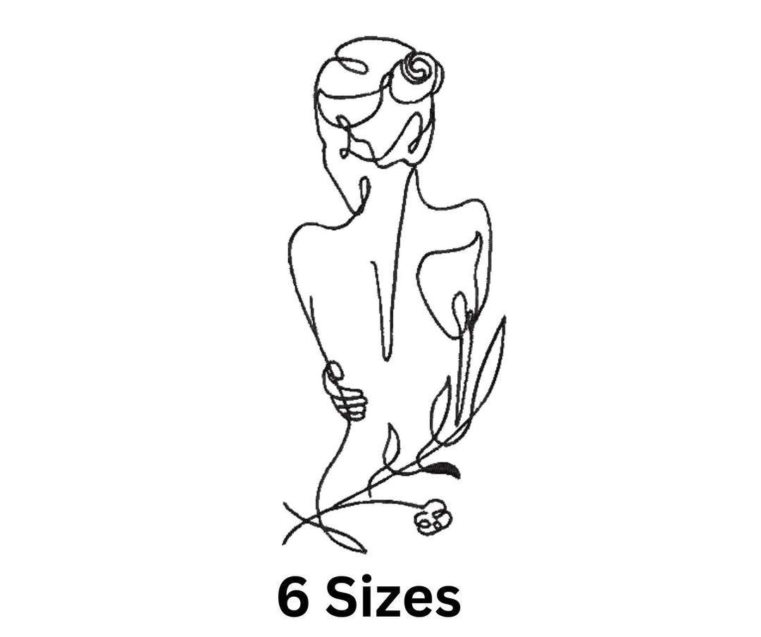 Woman Line Art Embroidery Designs Woman Embroidery Design Machine ...