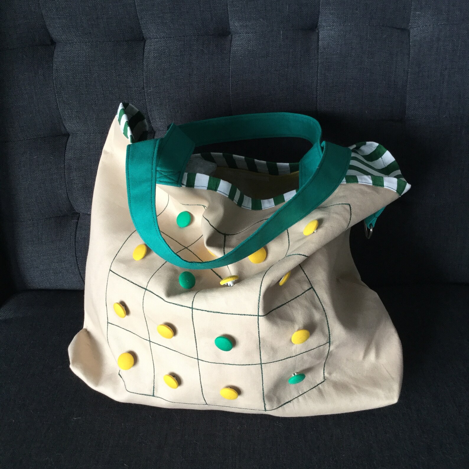 Handmade Cotton Market Shoulder Tote Bag Fully Lined With Two Handles ...