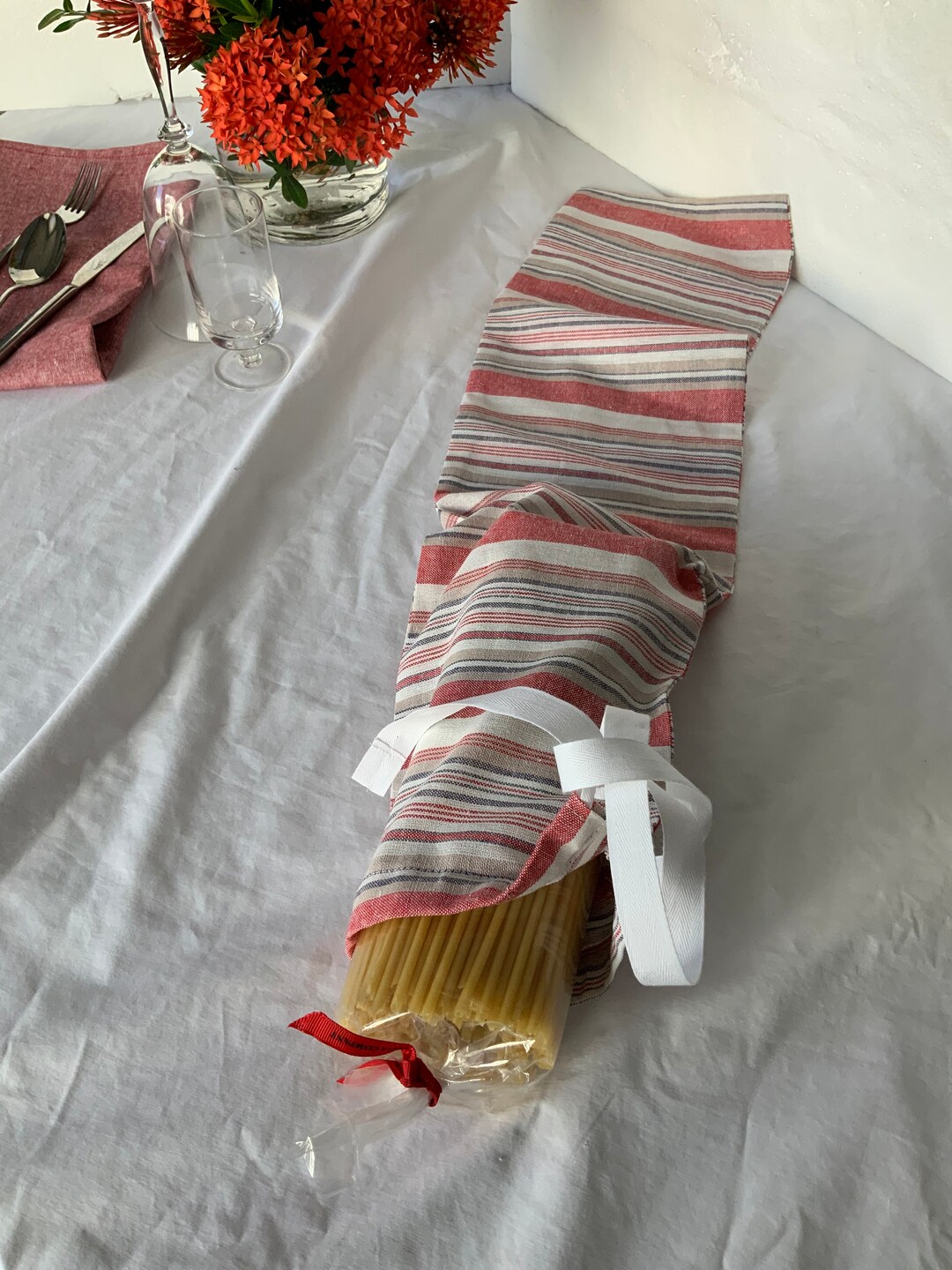 NEW Handmade Unplastic Large Linen Blend Cloth Single Baguette Bread ...