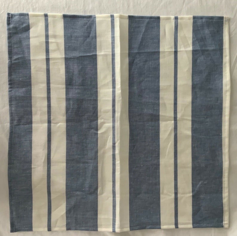 NEW Cotton & Linen Blend HANDMADE Bath Towels SET of 6 Cottage Stripe ...