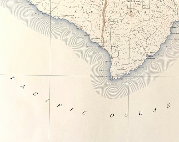 Vintage Kalae Hawaii 1924 Survey Map | Kaʻū District, Papakolea Green ...