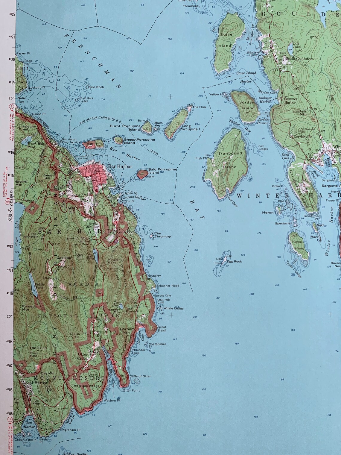Vintage Bar Harbor Maine 1956 Survey Map | Acadia National Park, Mount ...