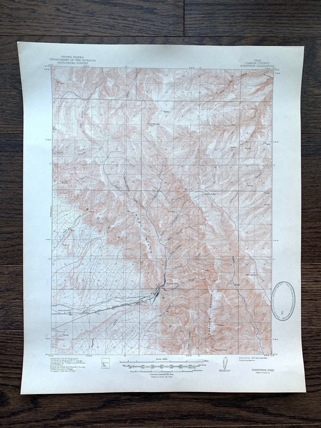 Vintage Sunnyside East Carbon Utah 1915 Survey Map | Carbon County ...