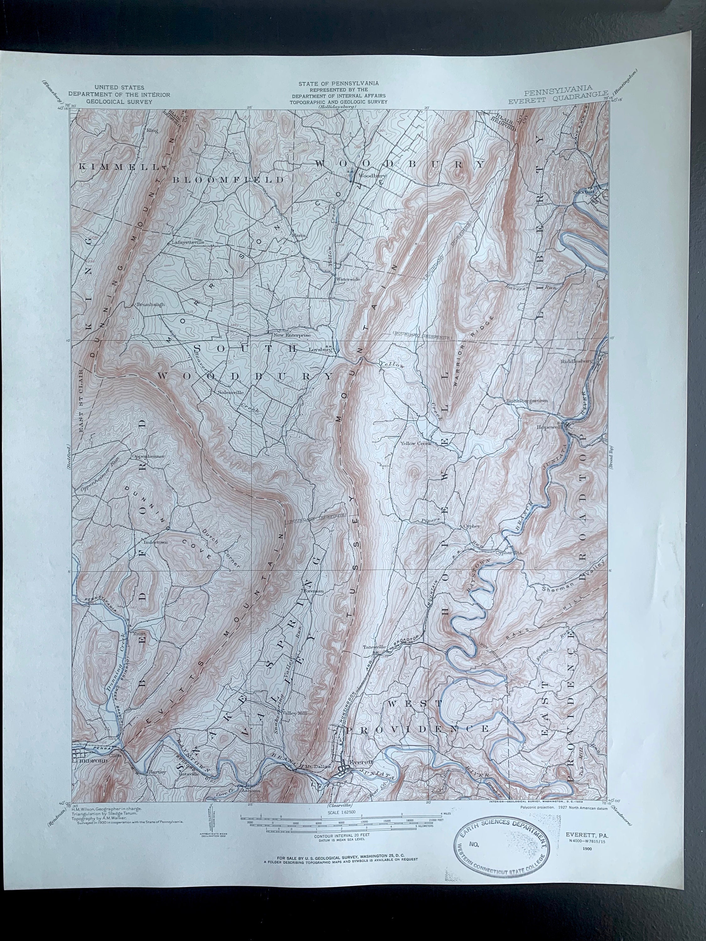 Vintage Everett Pennsylvania 1900 Survey Map | Bedford County, Hopewell ...