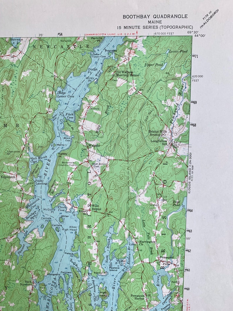 Vintage Boothbay, Maine 1957 Survey Map | Lincoln County, East Boothbay ...