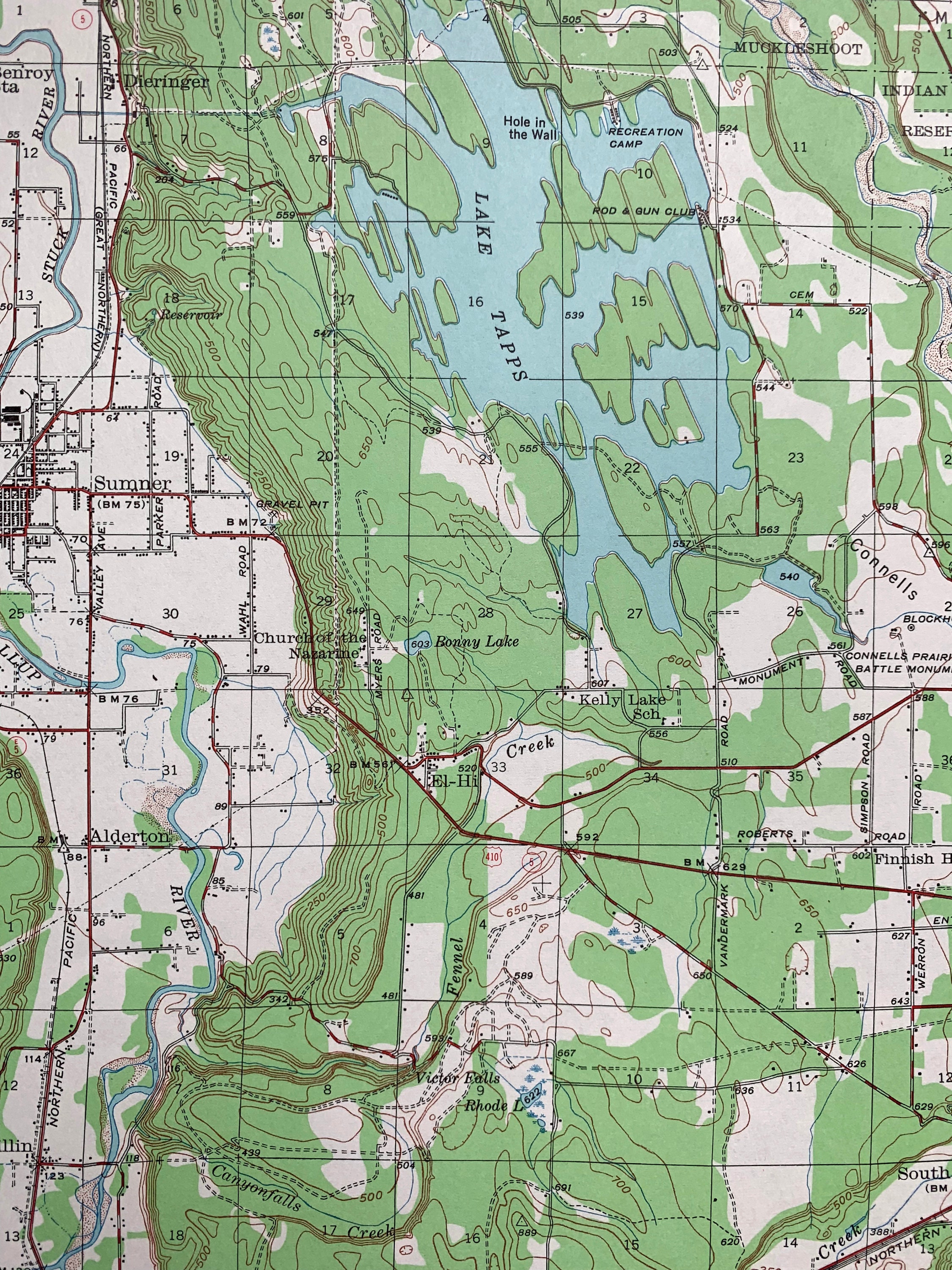 Vintage Lake Tapps Washington 1942 Survey Map White River - Etsy UK