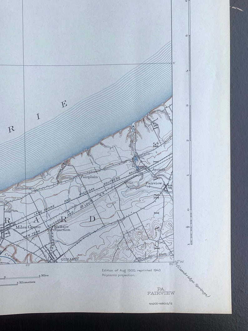Vintage Lake Erie and Fairview Pennsylvania 1900 Survey Map | Lake Erie ...