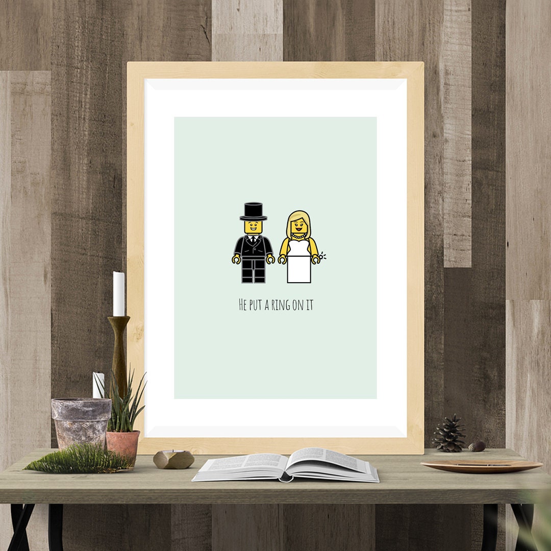 Illustrated Lego Wedding Print - Etsy UK