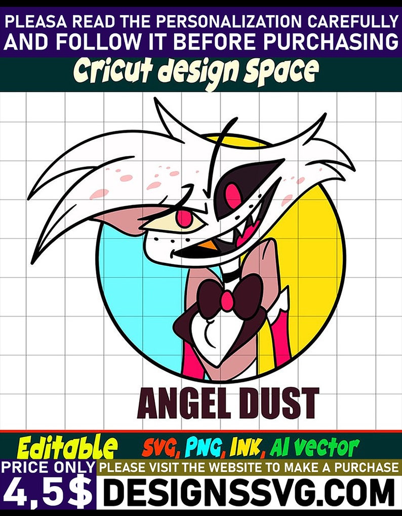 Editable Angel Dust Hazbin Hotel SVG, Alastor Sticker, Loona Sticker ...