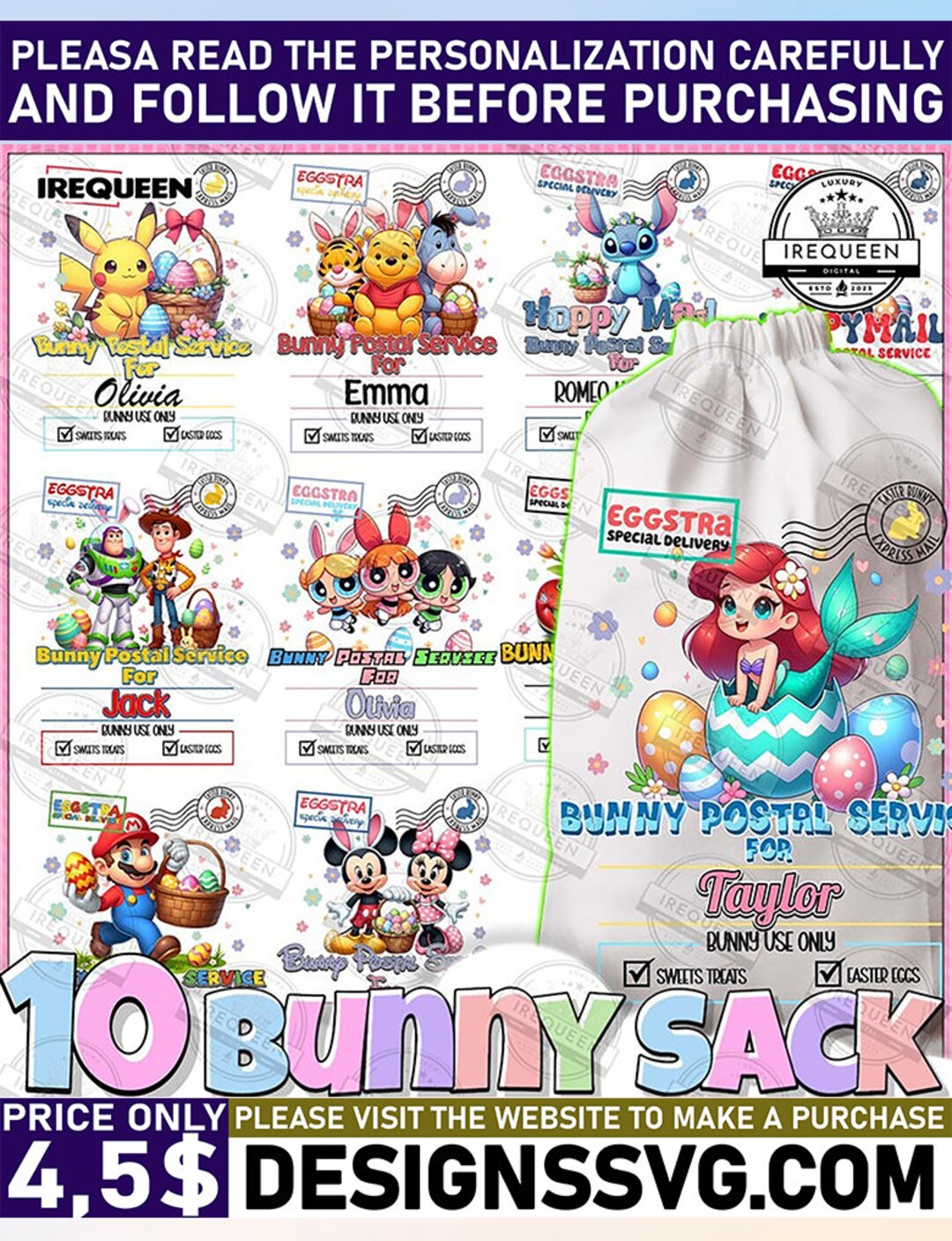 Easter Cartoon Toys Cowboy Bunny Sack Png, Easter Sack Special Delivery ...
