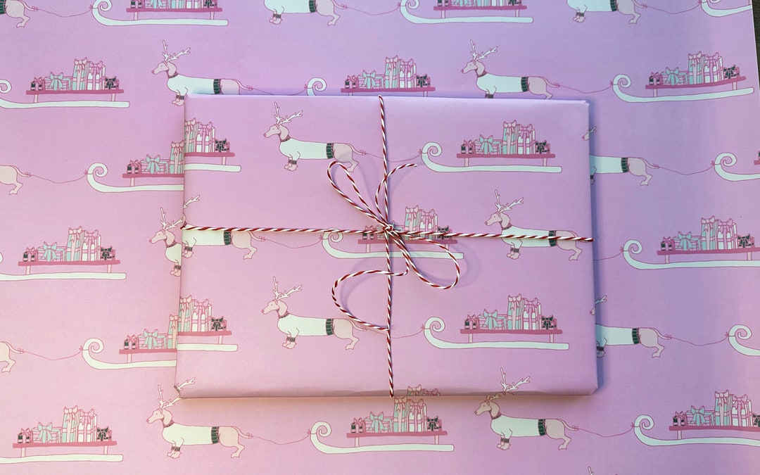 A2 Christmas Wrapping Paper Dachshund Christmas Gift Wrap - Etsy UK