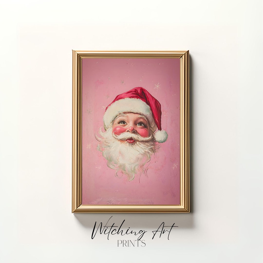 Pink Vintage Santa Print: Retro Christmas Decor (digital Download) - Etsy