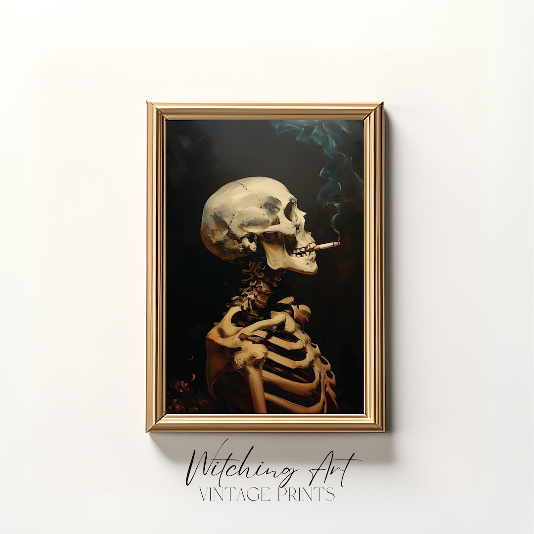 Skeleton Smoking, Skeleton Painting, Skeleton Poster, Skeleton Art ...