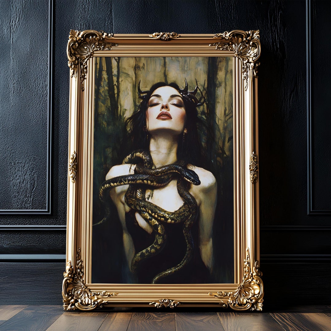Lilith Goddess and Snakes, Lilith Painting, Greek Mythology Wall Art ...