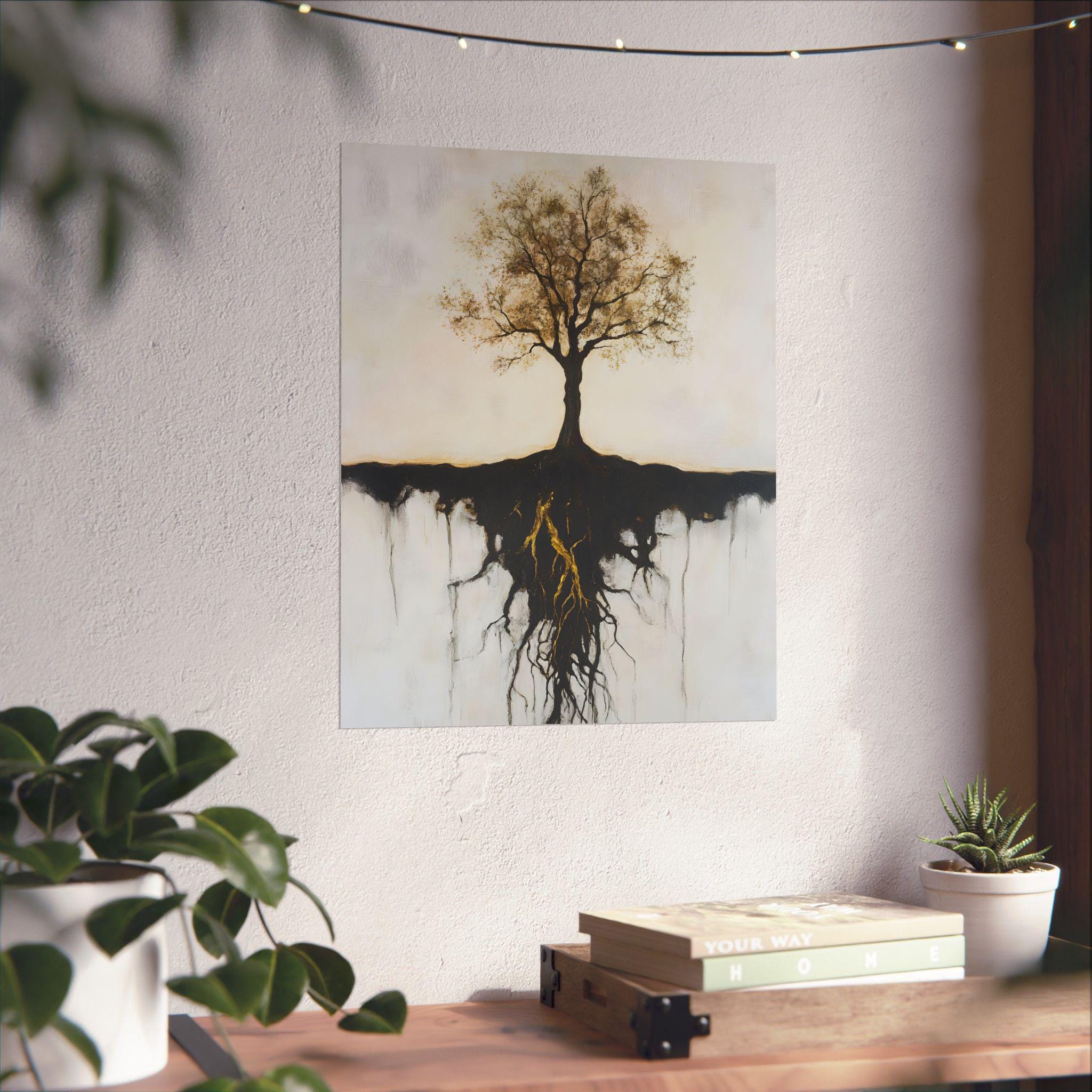 Tree of Life Root Painting: Boho Forestcore Wall Art - Etsy