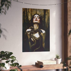 Lilith Goddess and Snakes, Lilith Painting, Greek Mythology Wall Art, Goddess Wall Art, Goddess ...