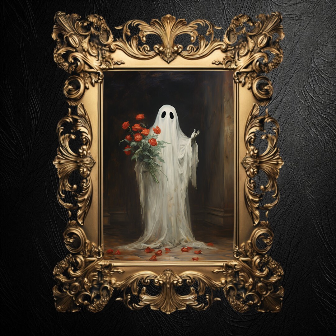Ghost Holding Red Roses, Ghost Painting, Ghost Art, Sheet Ghost Wall ...