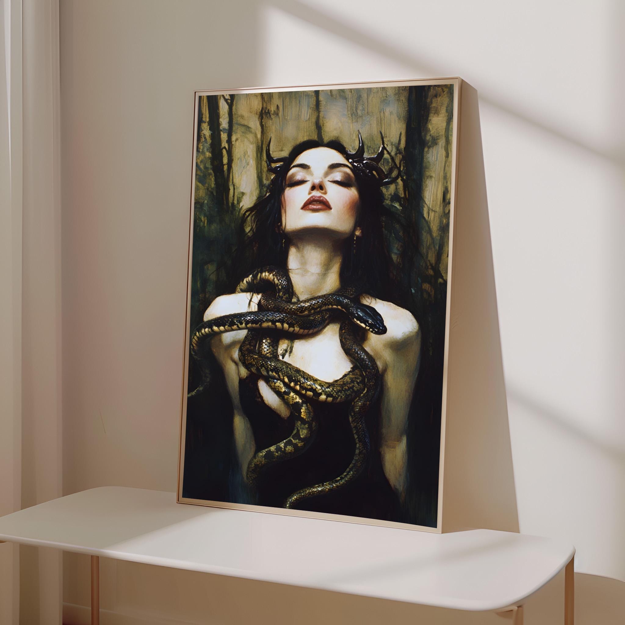 Lilith Goddess and Snakes, Lilith Painting, Greek Mythology Wall Art ...