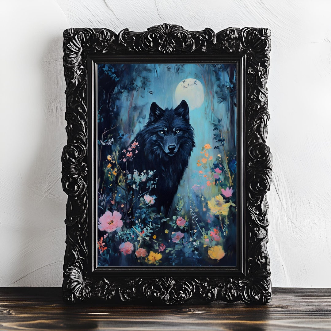 Pastel Wolf Forest Art Print: Dark Academia Cottagecore Decor - Etsy